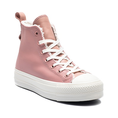 Womens Converse Chuck Taylor All Star Hi Lift Lined Leather Sneaker Rust Pink Egret JourneysCanada
