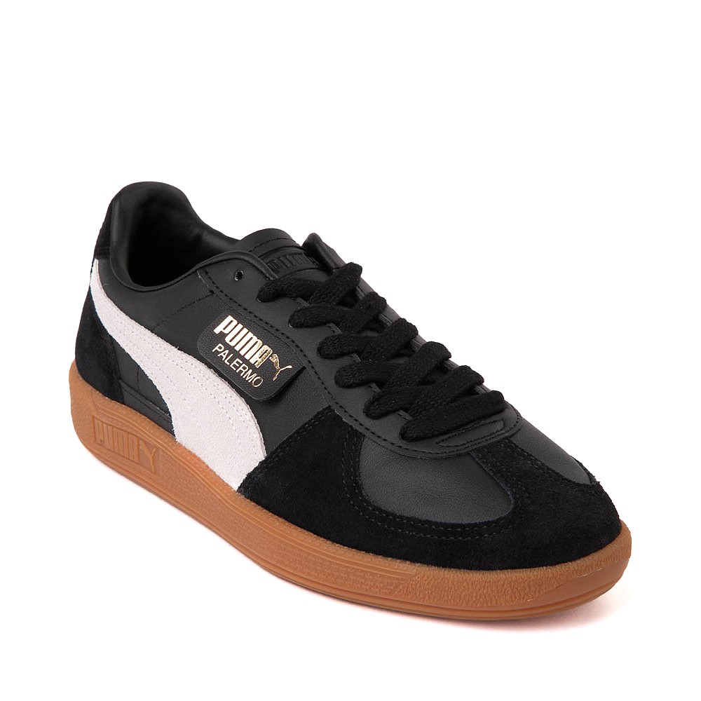 Mens PUMA Palermo Athletic Shoe - Black / Feather Gray / Gum ...