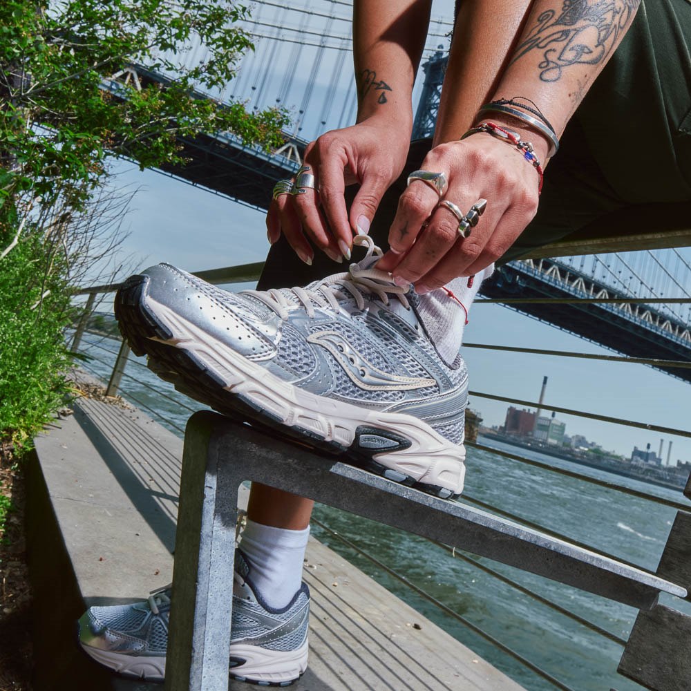 Womens Saucony Ride Millennium Athletic Shoe - Silver / Cream ...