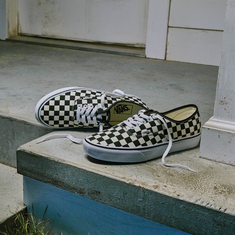 Vans Authentic Primary Checkerboard Skate Shoe - Black / White ...